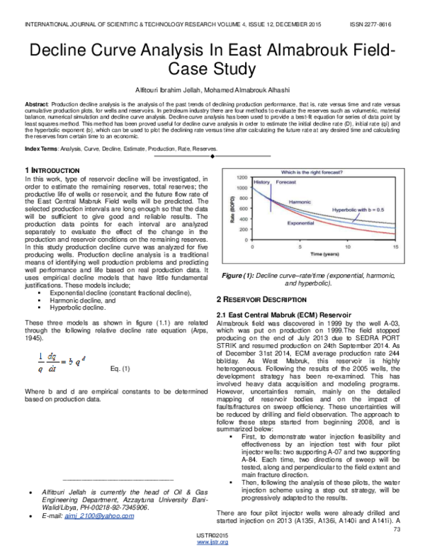 (PDF) Decline Curve Analysis In East Almabrouk Field case Study)