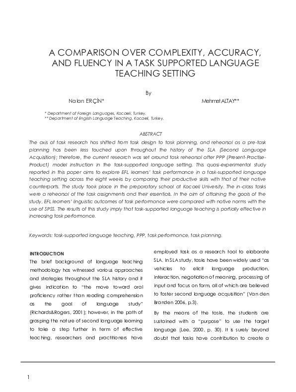 Pdf A Comparison Over Complexity Accuracy And Fluency In A Task