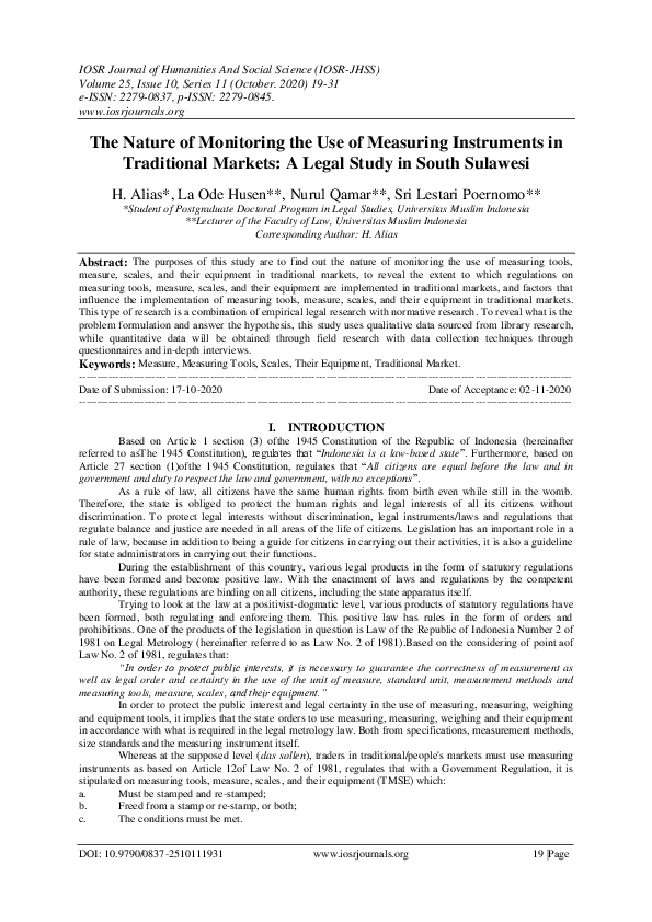 (PDF) The Nature of Monitoring the Use of Measuring Instruments in ...