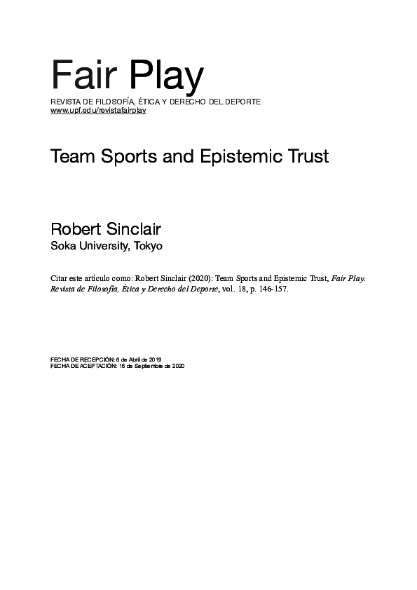 (PDF) Team Sports and Epistemic Trust