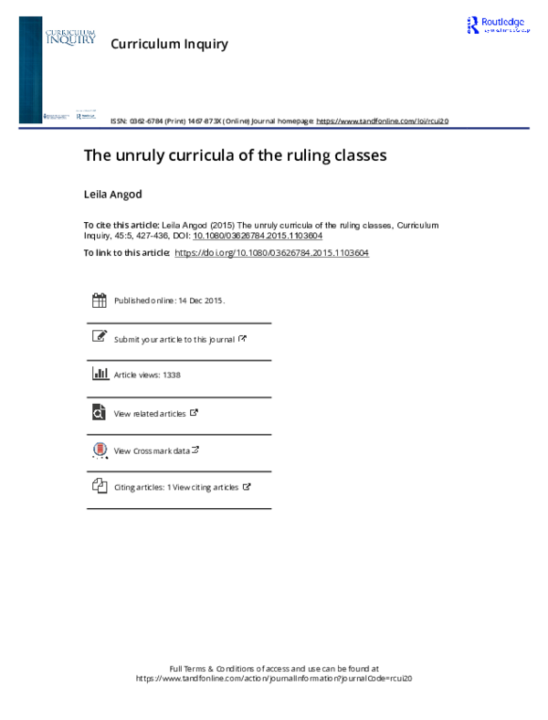 (PDF) The unruly curricula of the ruling classes