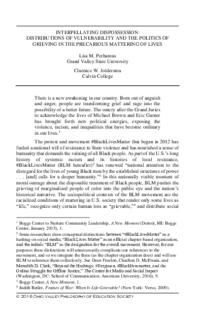 (PDF) INTERPELLATING DISPOSSESSION: DISTRIBUTIONS OF VULNERABILITY AND ...