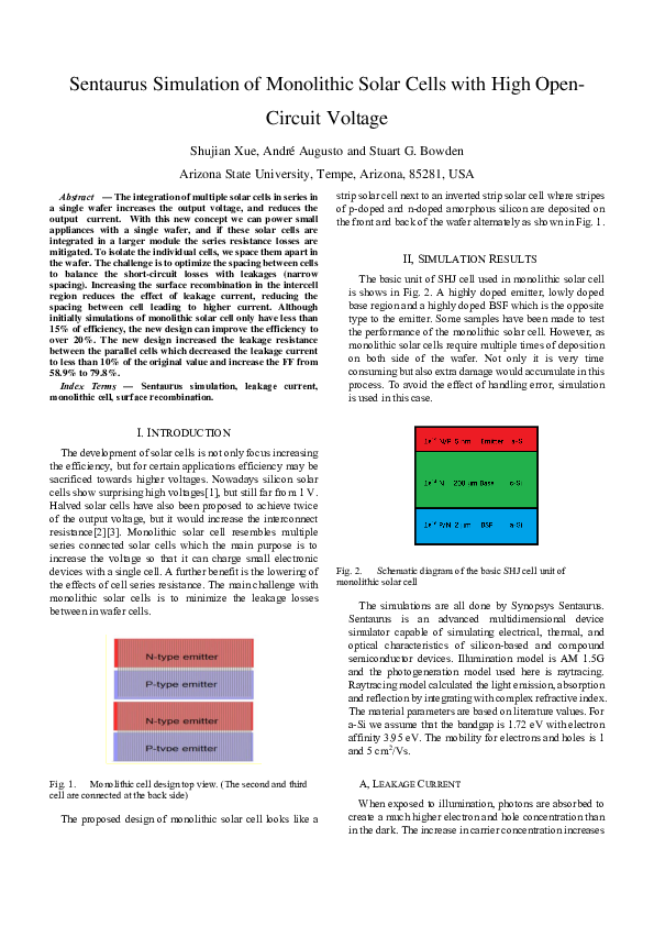 (PDF) Sentaurus Simulation of Monolithic Solar Cells with High Open ...