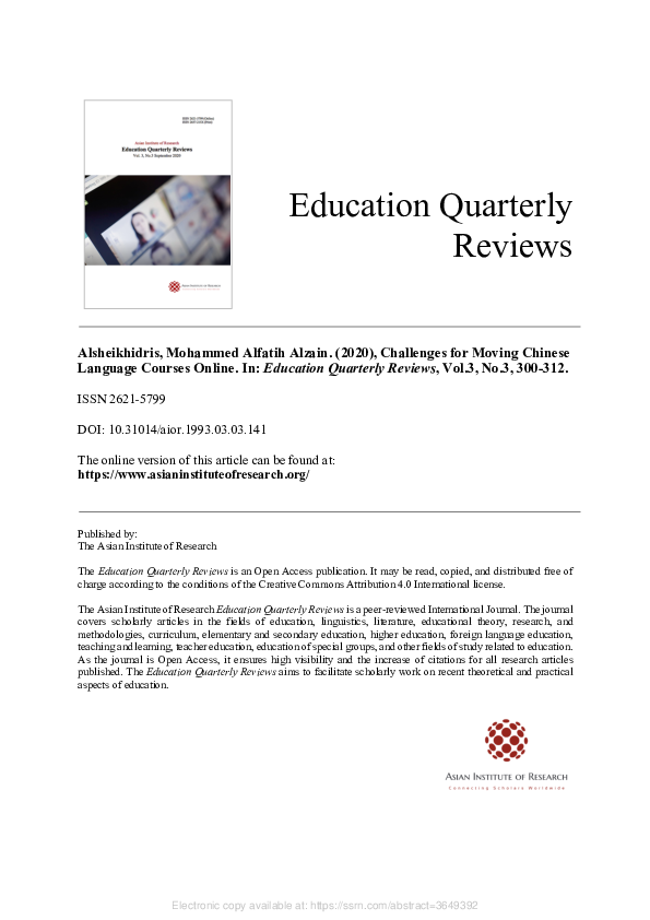 (PDF) Education Quarterly Reviews