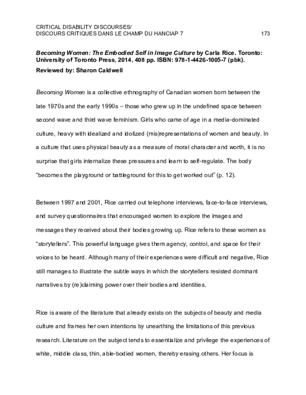 (PDF) Becoming Women: The Embodied Self in Image Culture by Carla Rice ...