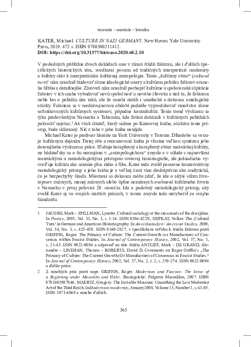 (PDF) KATER, Michael. Culture in nazi Germany