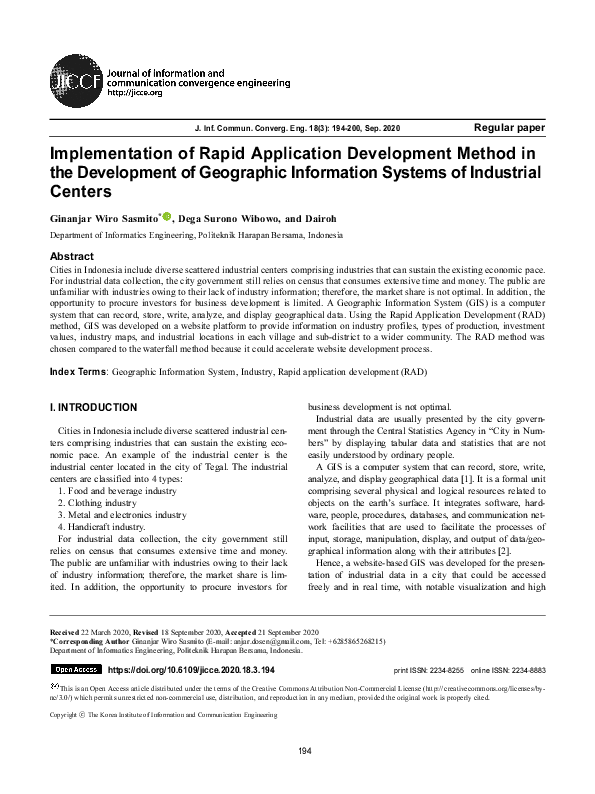 (PDF) Implementation of Rapid Application Development Method in the Development of Geographic ...