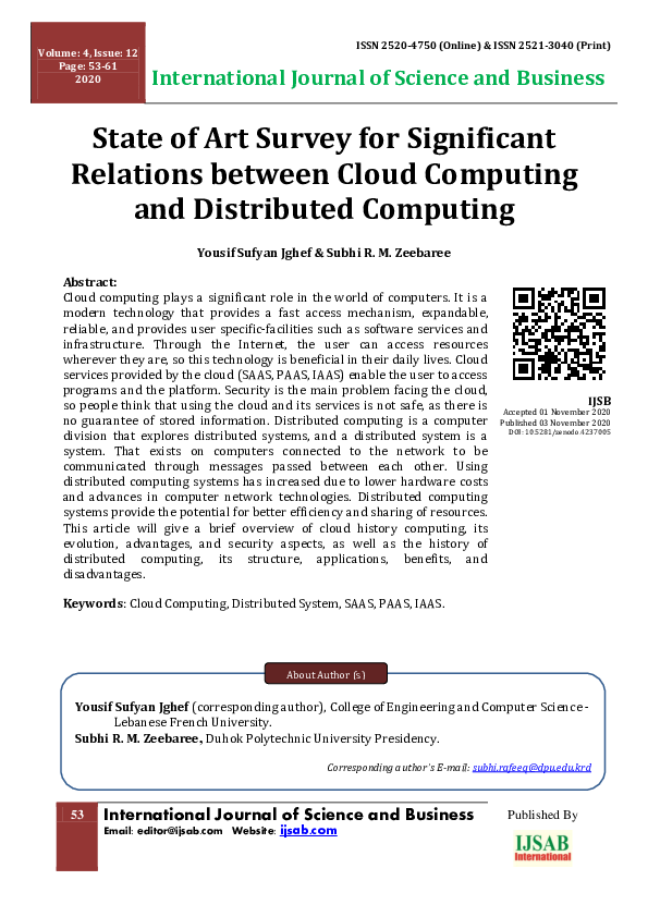 Pdf State Of Art Survey For Significant Relations Between Cloud Computing And Distributed