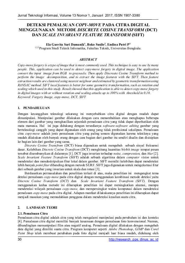 (PDF) DETEKSI PEMALSUAN COPY-MOVE PADA CITRA DIGITAL MENGGUNAKAN METODE DISCRETE COSINE ...