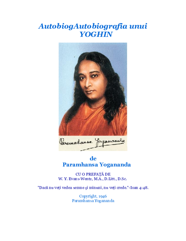 (PDF) Paramhansa Yogananda - Autobiografia unui Yoghin