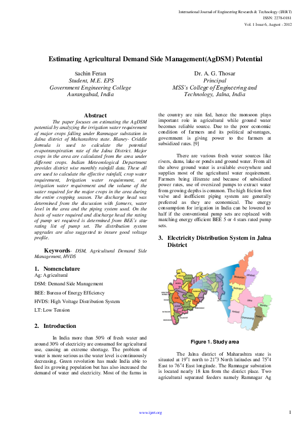 (PDF) IJERT-Estimating Agricultural Demand Side Management(AgDSM) Potential