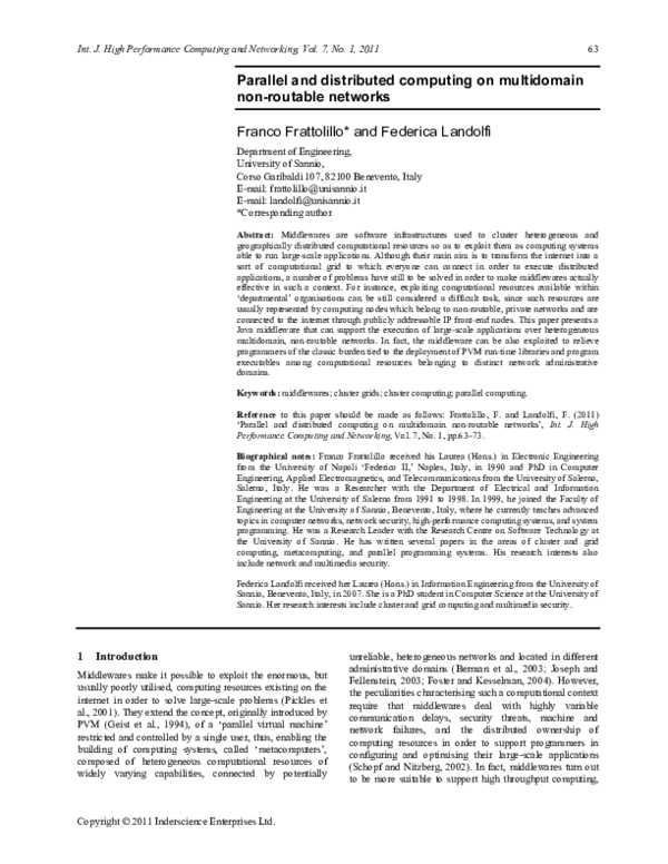 (PDF) Parallel and distributed computing on multidomain non-routable networks