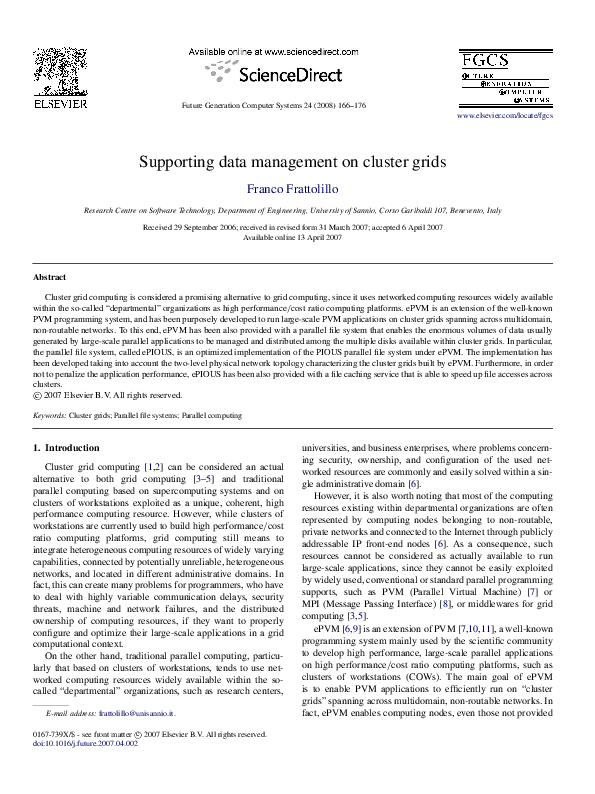 (PDF) Supporting data management on cluster grids