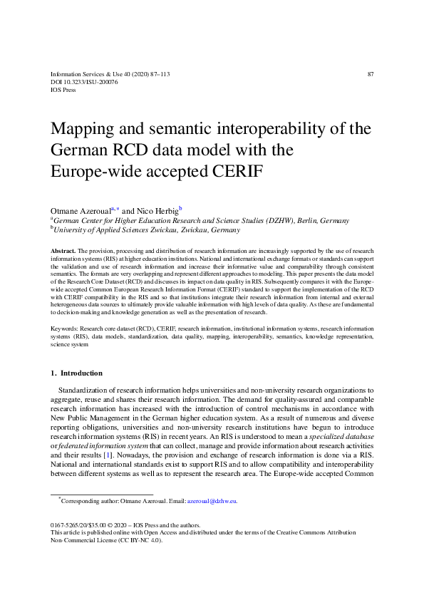 (PDF) Mapping and semantic interoperability of the German RCD data ...