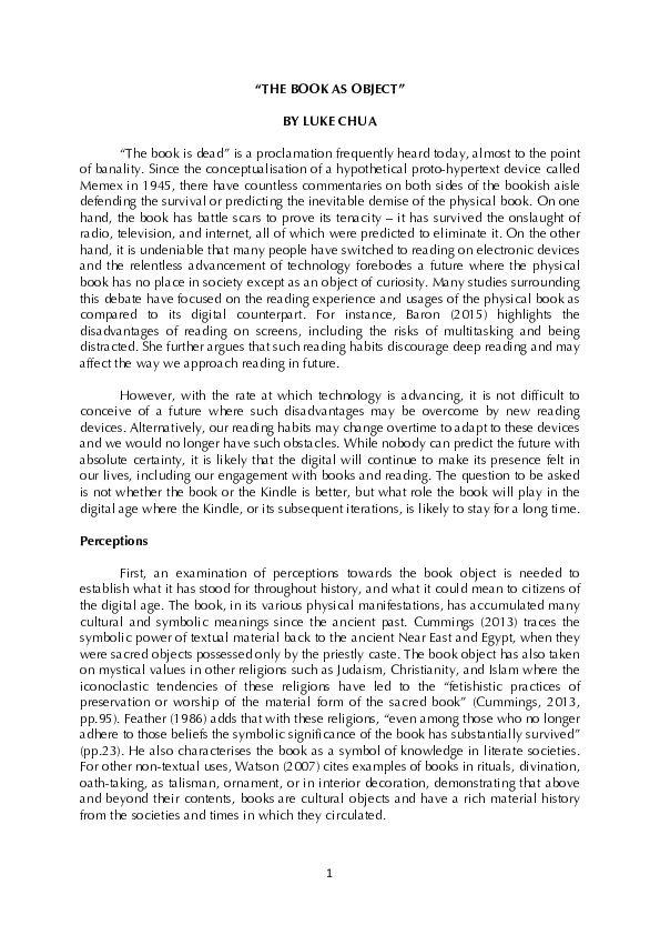 (PDF) The Book As Object
