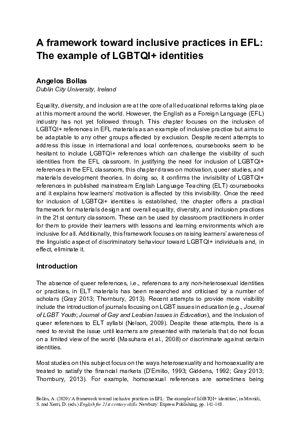 (PDF) A framework toward inclusive practices in EFL: the example of ...
