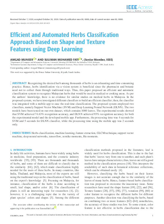 (PDF) Efficient and Automated Herbs Classification Approach Based on ...