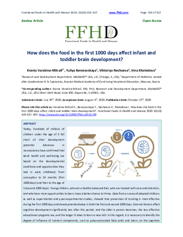 (PDF) How does the food in the first 1000 days affect infant and ...