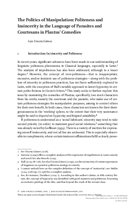 (PDF) «The Politics of Manipulation. Politeness and Insincerity in the ...