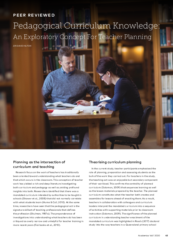 (PDF) Pedagogical Curriculum Knowledge