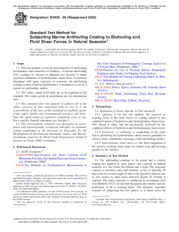 (PDF) Standard Test Method for Subjecting Marine Antifouling Coating to ...