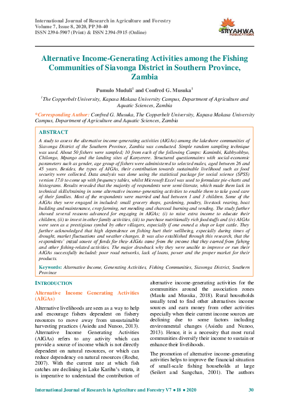 (PDF) Alternative Income-Generating Activities among the Fishing ...
