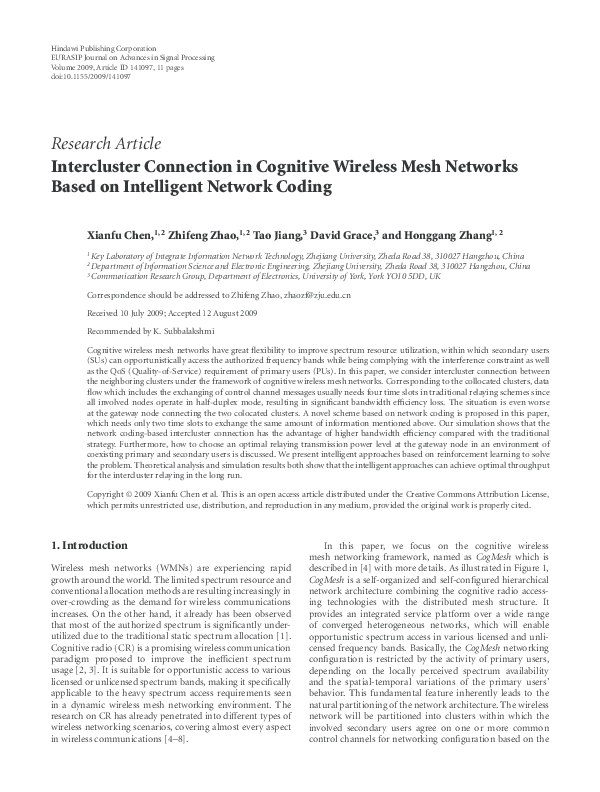 (PDF) Intercluster Connection in Cognitive Wireless Mesh Networks Based on Intelligent Network ...