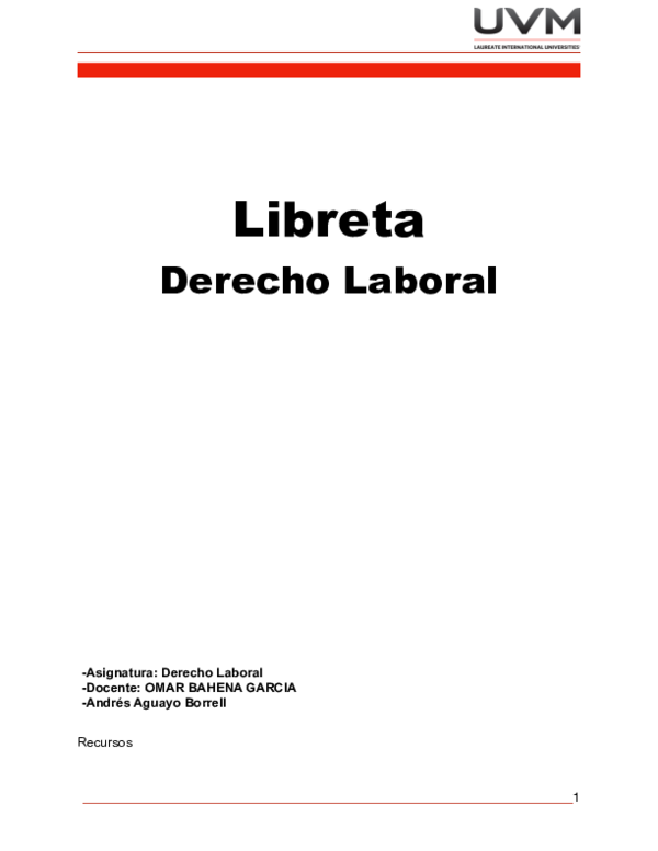 (PDF) Libreta Derecho Laboral Recursos