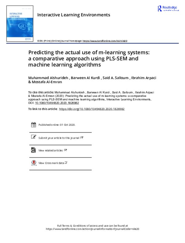 (PDF) Predicting the actual use of m-learning systems: a comparative ...