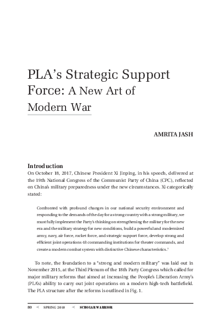 (PDF) PLA’s Strategic Support Force: A New Art of Modern War