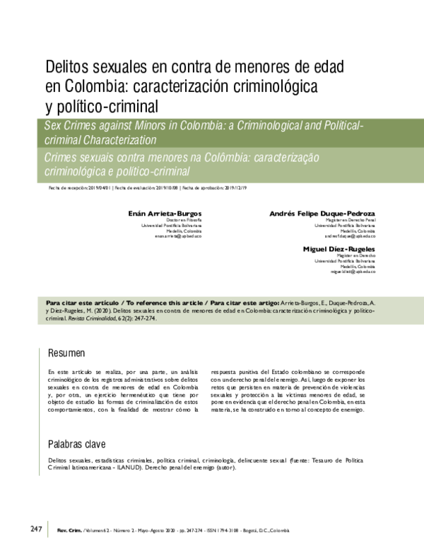 Pdf Delitos Sexuales En Contra De Menores De Edad En Colombia