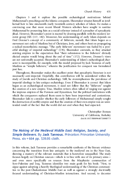 (PDF) Review of Jack Tannous, The Making of the Medieval Middle East ...