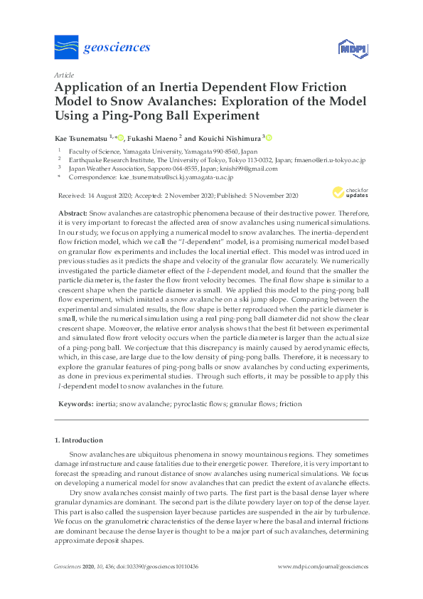 (PDF) Application of an Inertia Dependent Flow Friction Model to Snow Avalanches: Exploration of ...