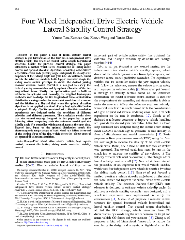 (PDF) Four Wheel Independent Drive Electric Vehicle Lateral Stability Control Strategy