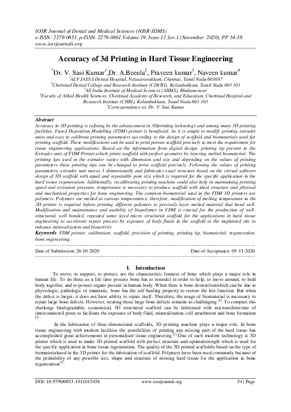 Pdf Accuracy Of 3d Printing In Hard Tissue Engineering