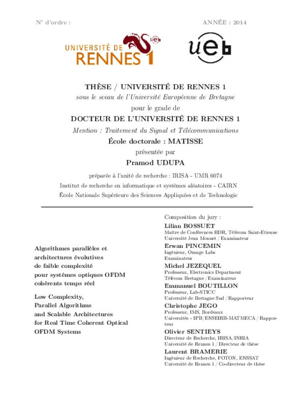 (PDF) Low Complexity, Parallel Algorithms, and Scalable Architectures for Real Time Coherent ...