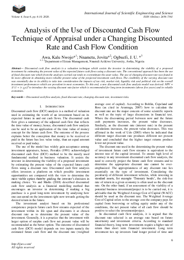 (PDF) Analysis of the Use of Discounted Cash Flow Technique of ...