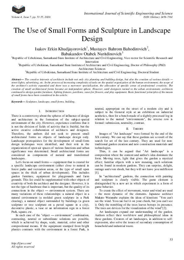 (PDF) The Use of Small Forms and Sculpture in Landscape Design