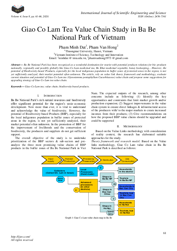 (PDF) Giao Co Lam Tea Value Chain Study in Ba Be National Park of Vietnam