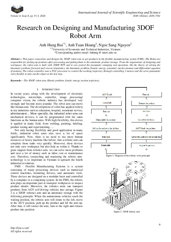 (PDF) Research on Designing and Manufacturing 3DOF Robot Arm
