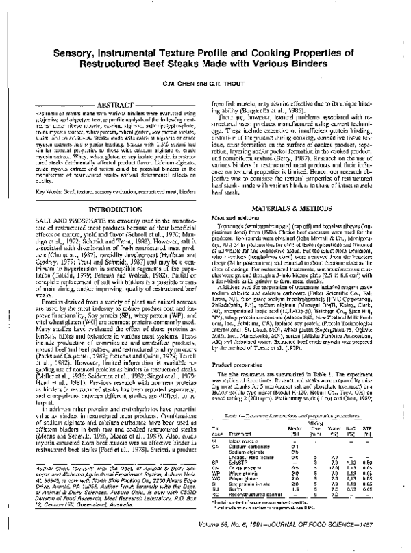 (PDF) Sensory, Instrumental Texture Profile and Cooking Properties of ...