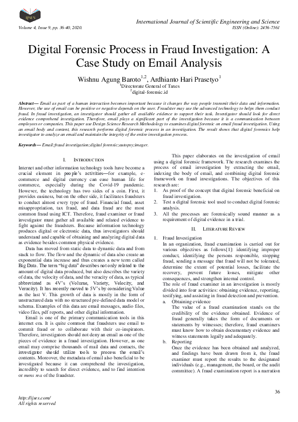 (PDF) Digital Forensic Process in Fraud Investigation: A Case Study on ...