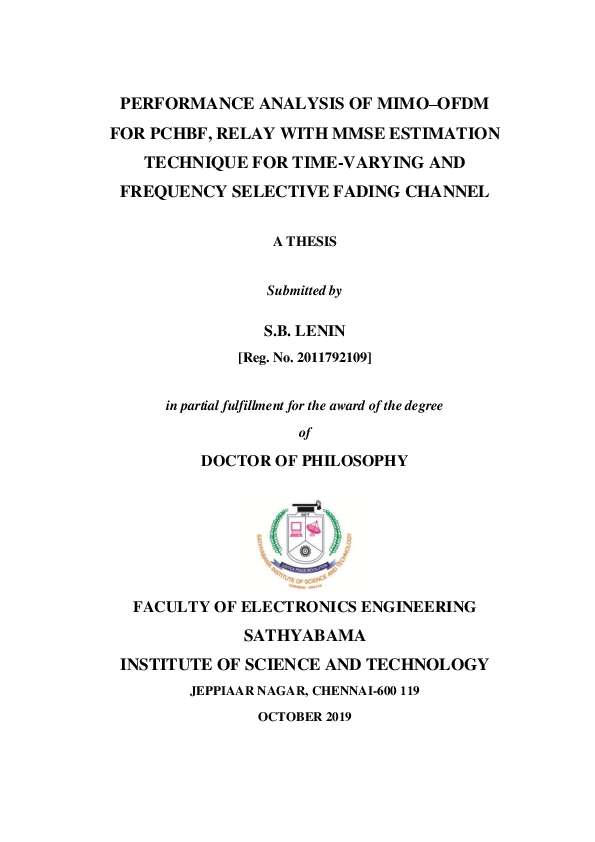Pdf Performance Analysis Of Mimo Ofdm For Pchbf Relay With Mmse Estimation Technique For Time