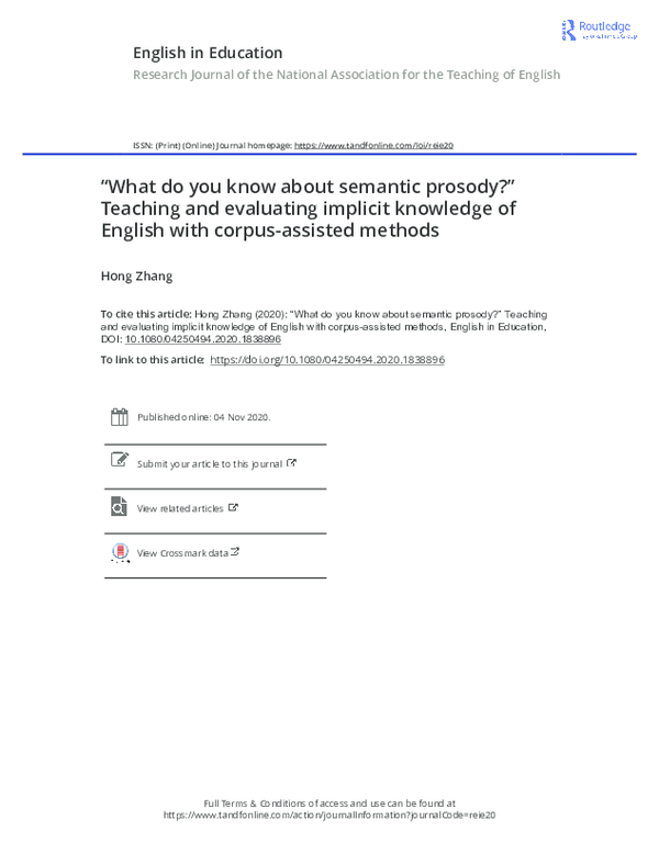 (PDF) "What do you know about semantic prosody?" Teaching and ...