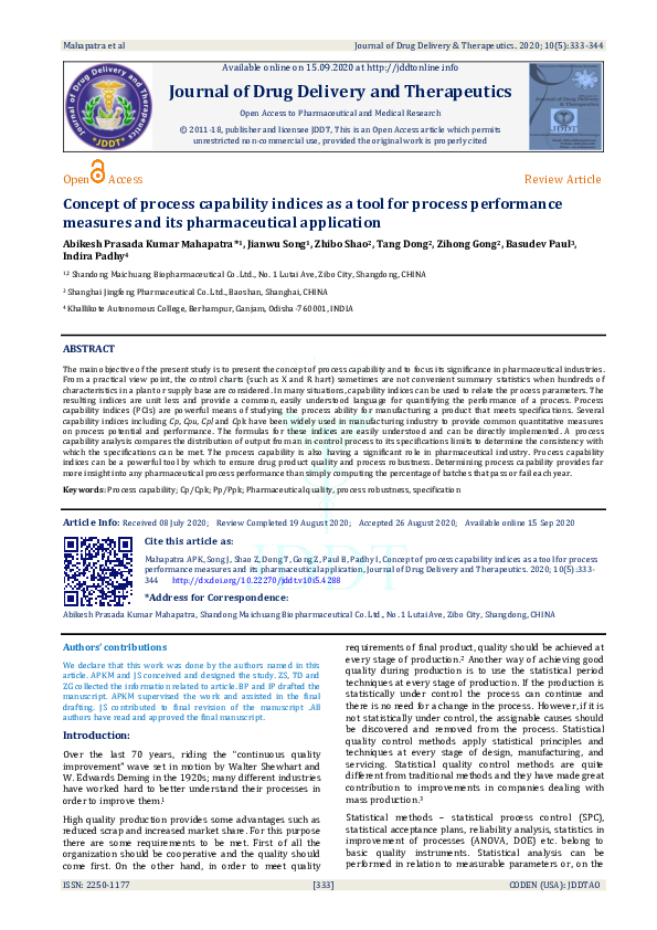 (PDF) Concept of process capability indices as a tool for process ...