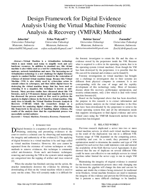 (PDF) Design Framework for Digital Evidence Analysis Using the Virtual Machine Forensic Analysis ...