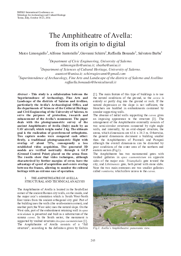 (PDF) The Amphitheatre of Avella: from its origin to digital ...