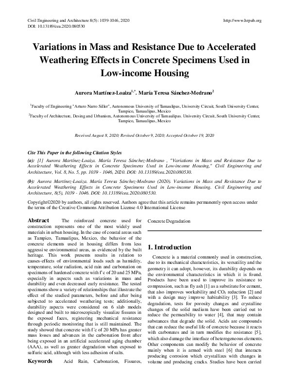 (PDF) Variations in Mass and Resistance Due to Accelerated Weathering ...