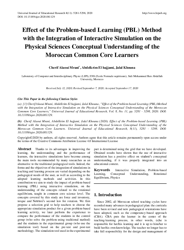 (PDF) Effect of the Problem-based Learning (PBL) Method with the Integration of Interactive ...