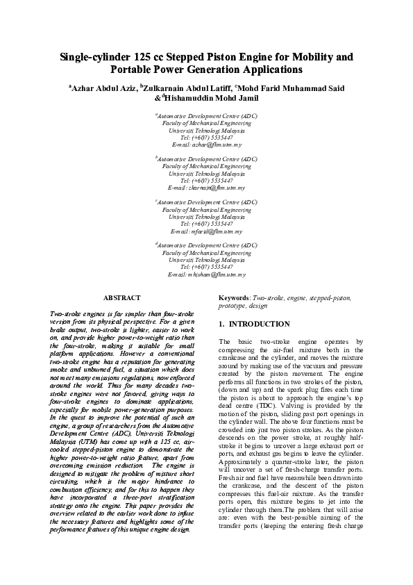 (PDF) Single-cylinder 125 cc Stepped-piston Engine for Mobility and ...